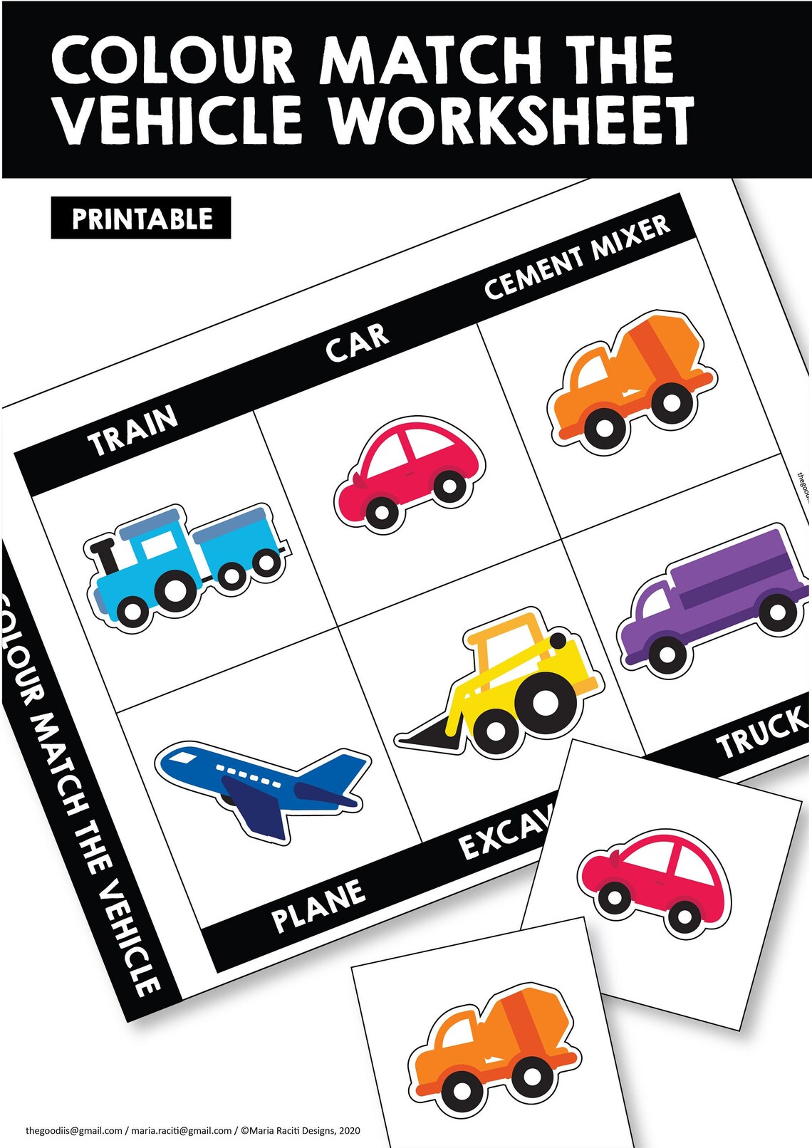 Colour Match the Vehicle Worksheet / Educational Printable - Etsy