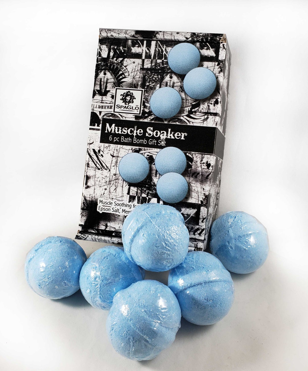 Muscle Soaker Bath Bombs, Epsom Salt, Menthol, 6 Pc Gift Set - Etsy