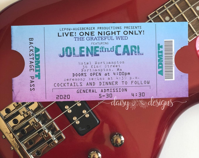 Custom Wedding Save the Date Concert Ticket Invitations W/ Envelopes ...