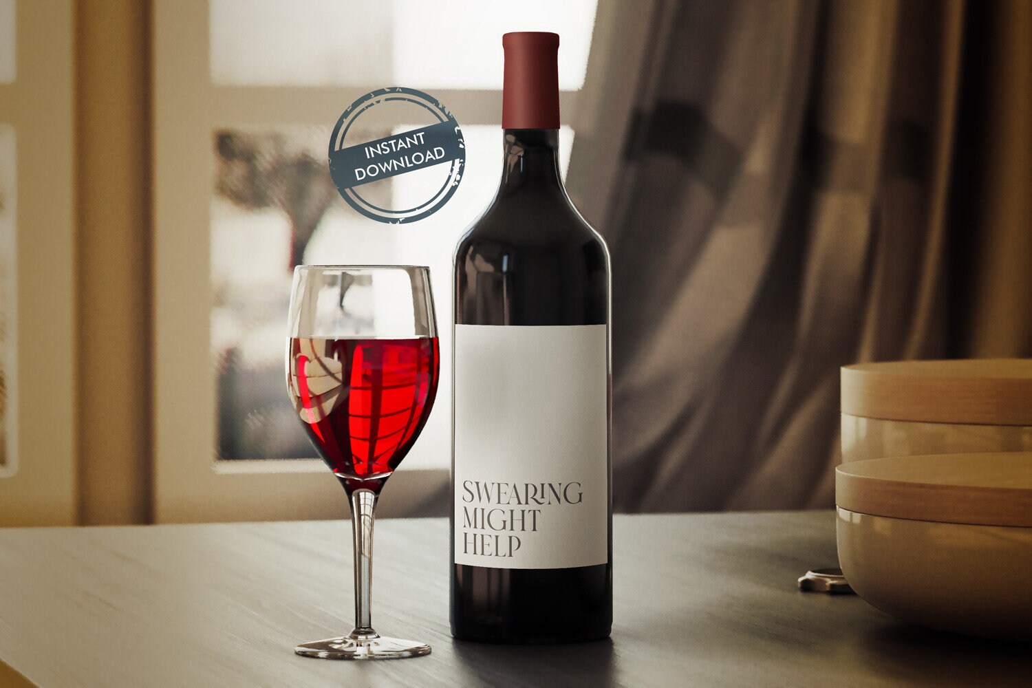 Swearing Might Help Wine Label / Instant Download / Holiday Gift ...