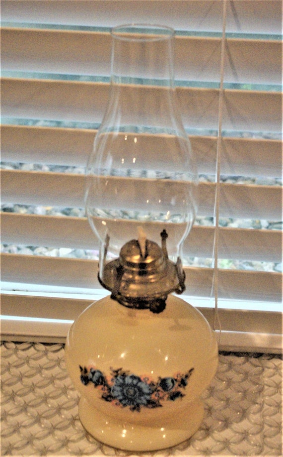 Oil Lamp Cream Colored Ceramic and Glass Oil Lamp | Etsy