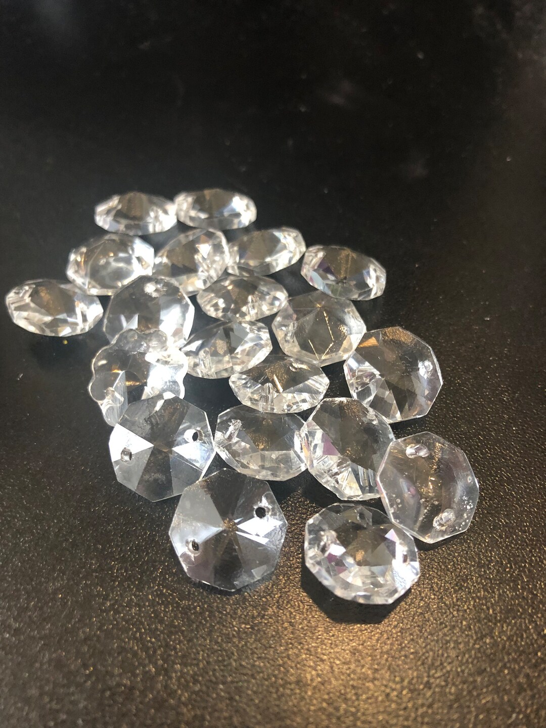 Vintage Set of 20 Clear Octagon Crystal 2 Hole Glass Beads - Etsy
