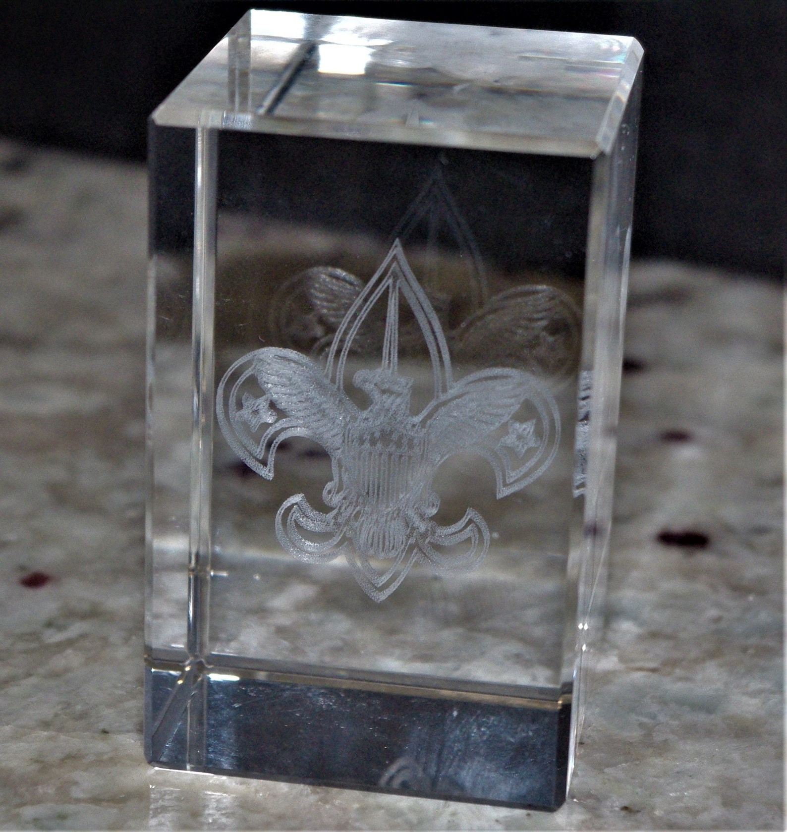 Pair of Clear Glass Square Paperweights Etched Eagles Gives - Etsy