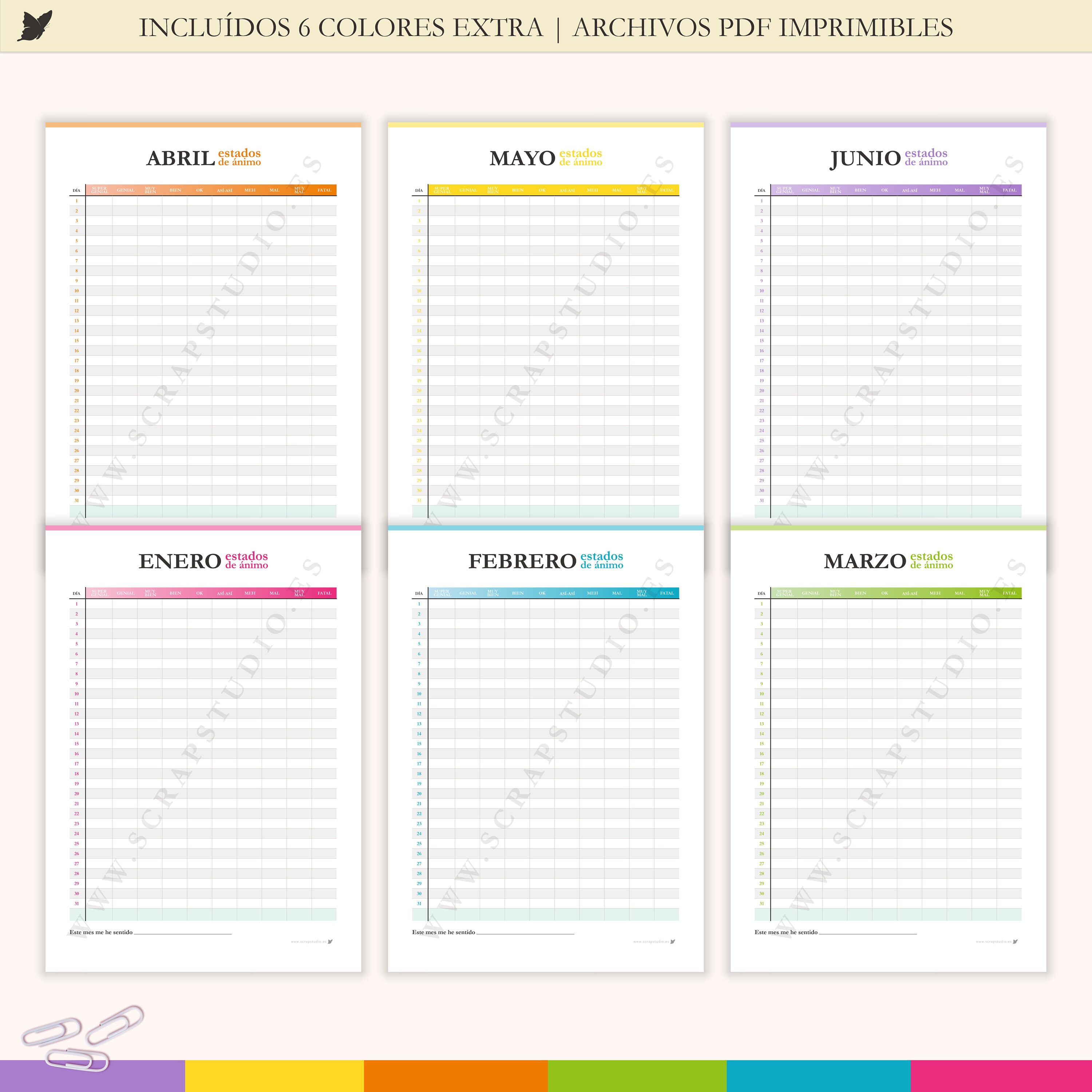 Monthly Mood Tracker A5 & A4 Sizes Printable PDF English / Spanish ...