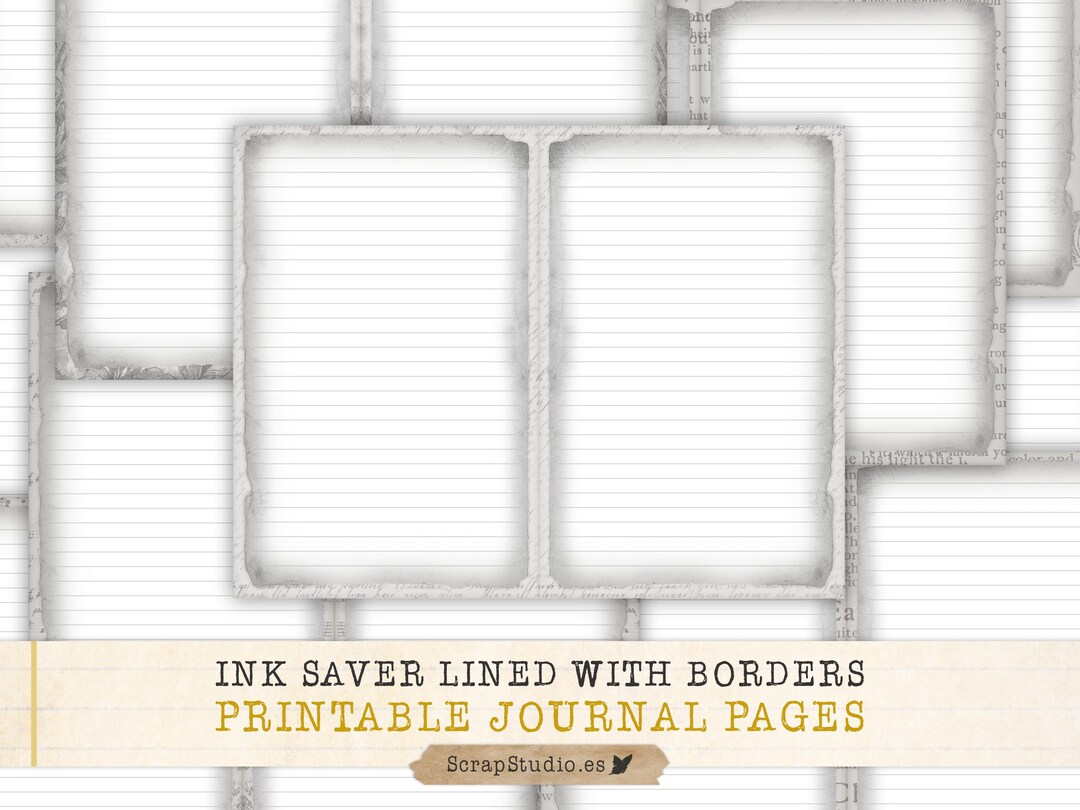 Ink Saver Printable Lined Journal Pages With Borders, Printable Junk ...