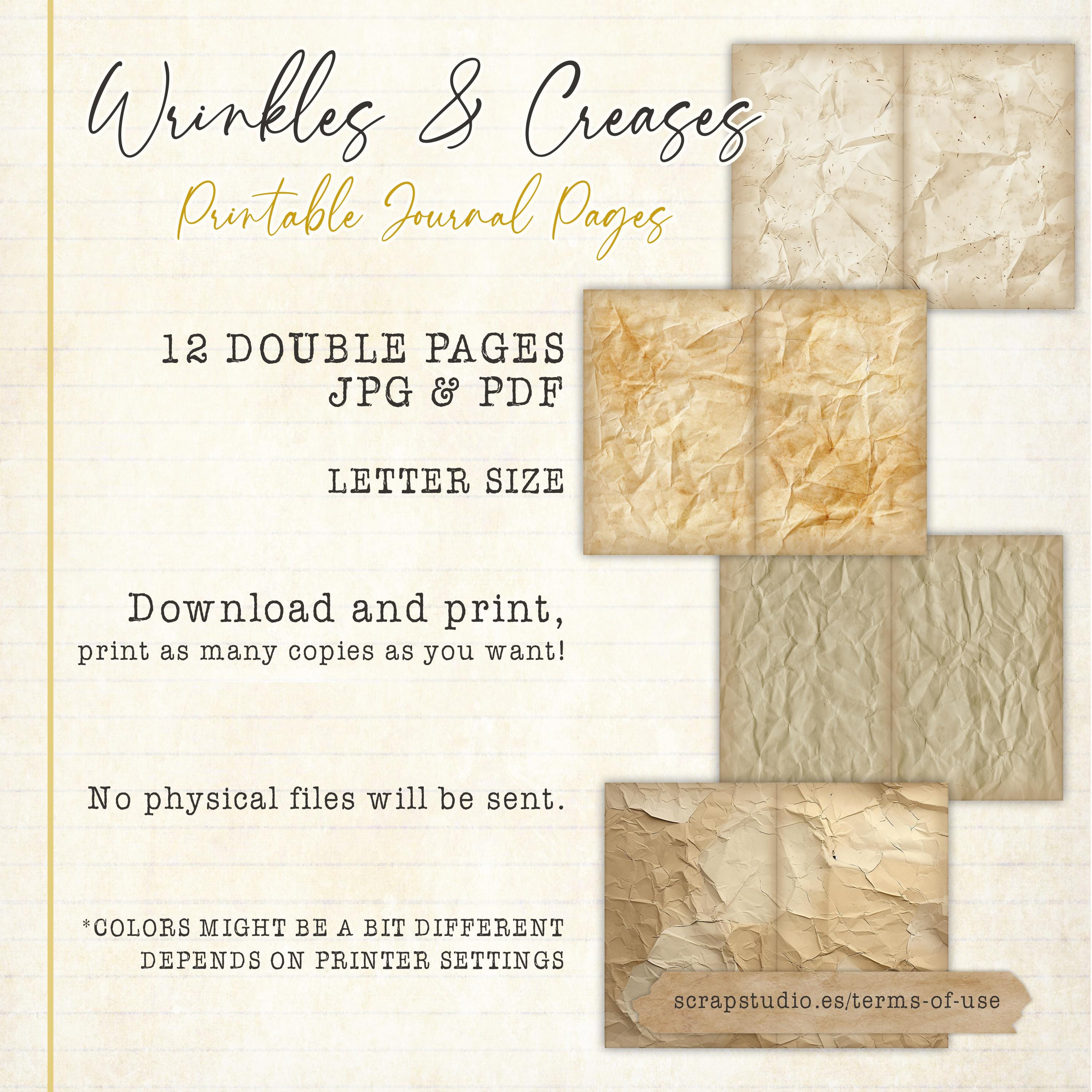 Wrinkles & Creases Paper Printable Journal Pages, Printable Junk ...