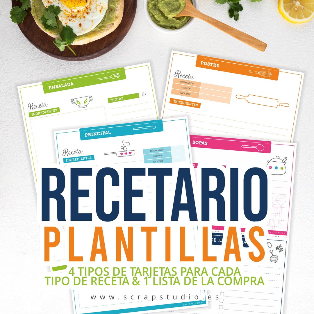 Recetario Plantillas editables para Recetas .PDF - Etsy México