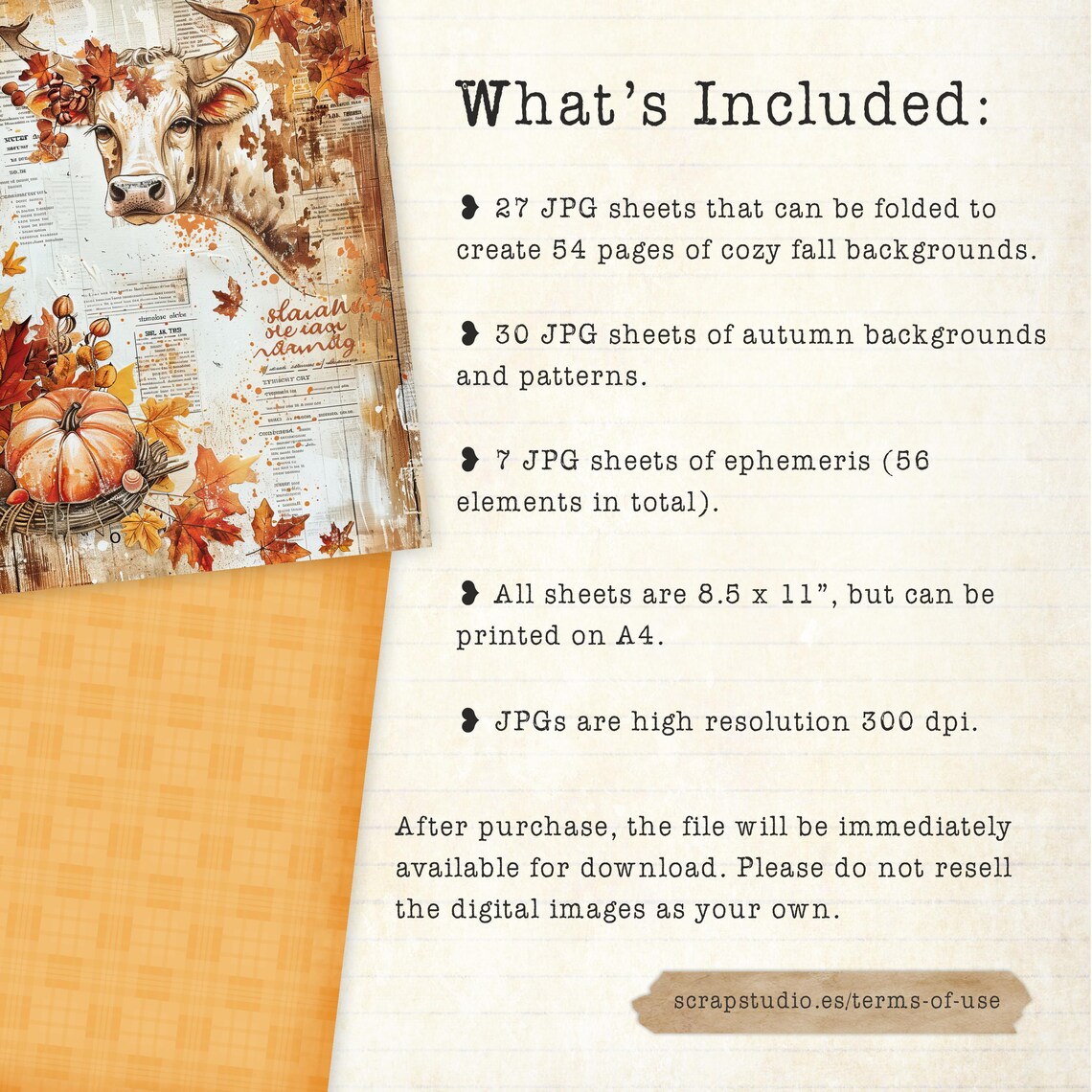 Autumn Digital Scrapbook Paper & Junk Journal Kit: Vintage Ephemera ...