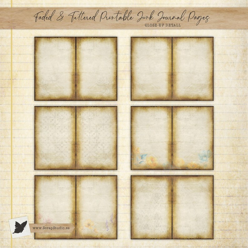 Faded & Tattered Printable Junk Journal Pages, Printable Junk Journal ...