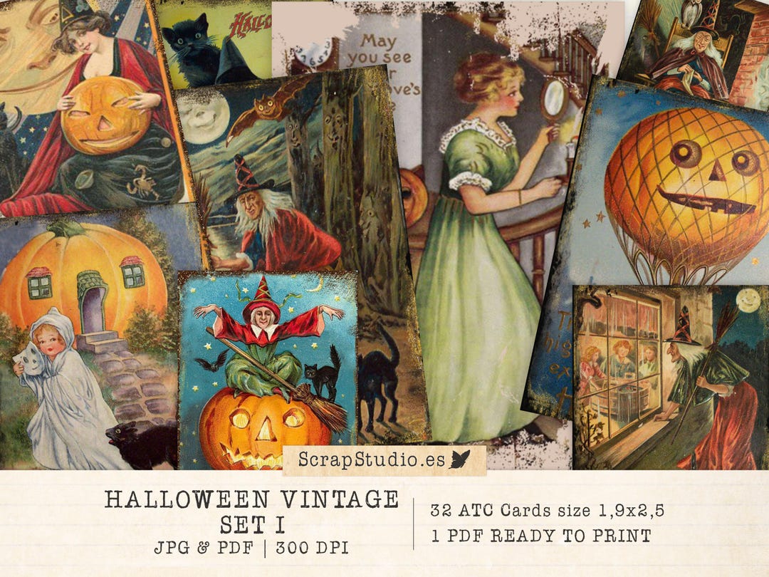 Spooky Vintage Halloween Printable Pack | Scrapbook Supplies, Ephemera ...