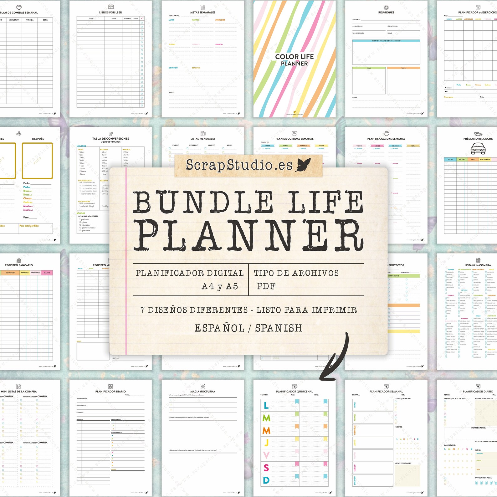 A4-A5 PDF Life Planner, Printable Life Planner, Life Folder, Household ...