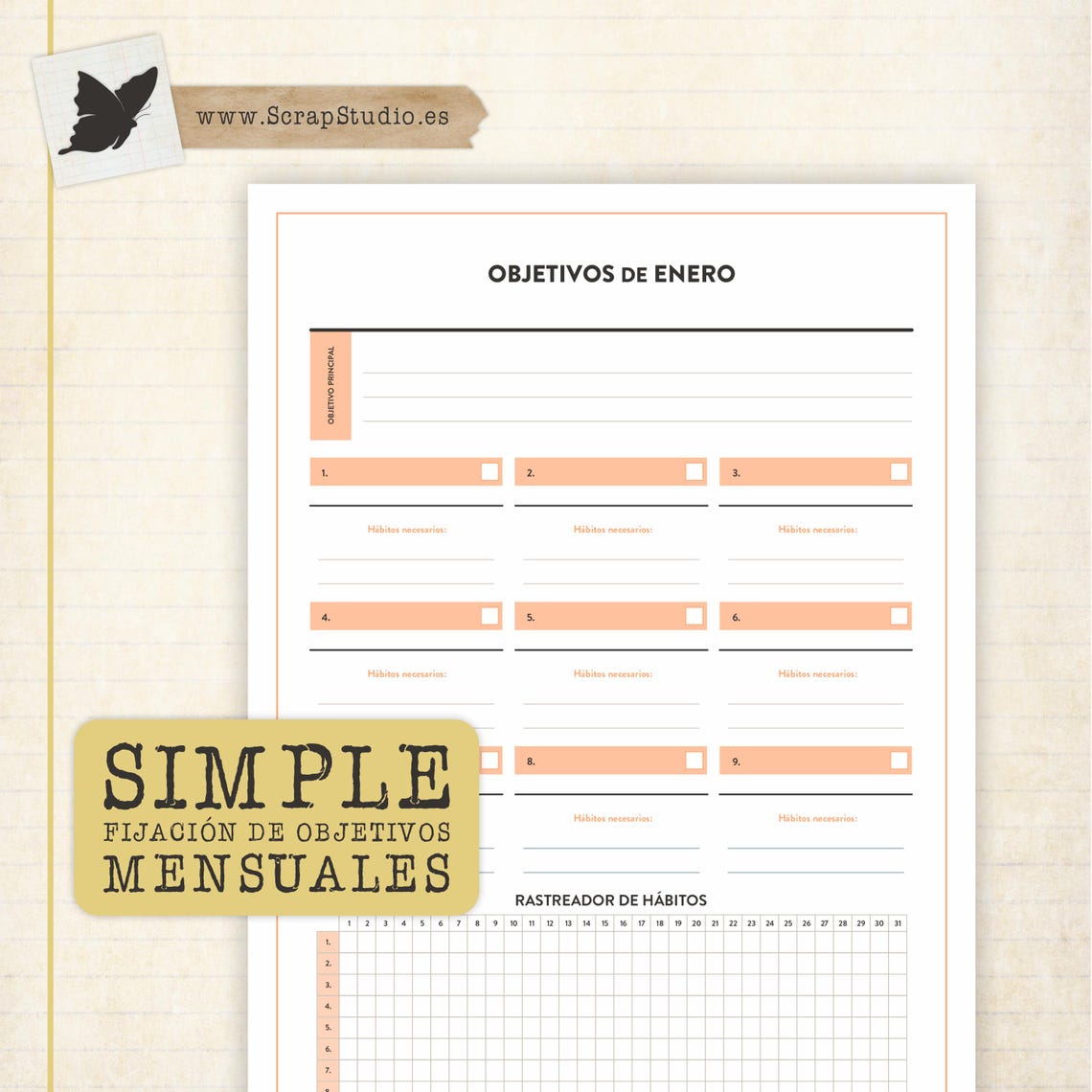 Monthly Goals Planner 12 Pages | A4 and A5 Printable PDF in Spanish ...