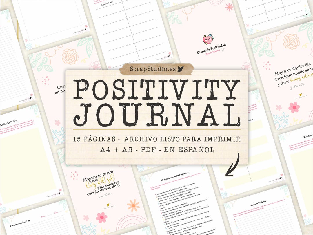 Printable PDF A4-A5 Positivity Journal, Mindfulness Planner ...