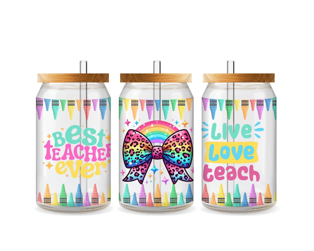 16oz Libby Teacher Crayon Bow Png , Sublimation, Clipart , Png Design ...