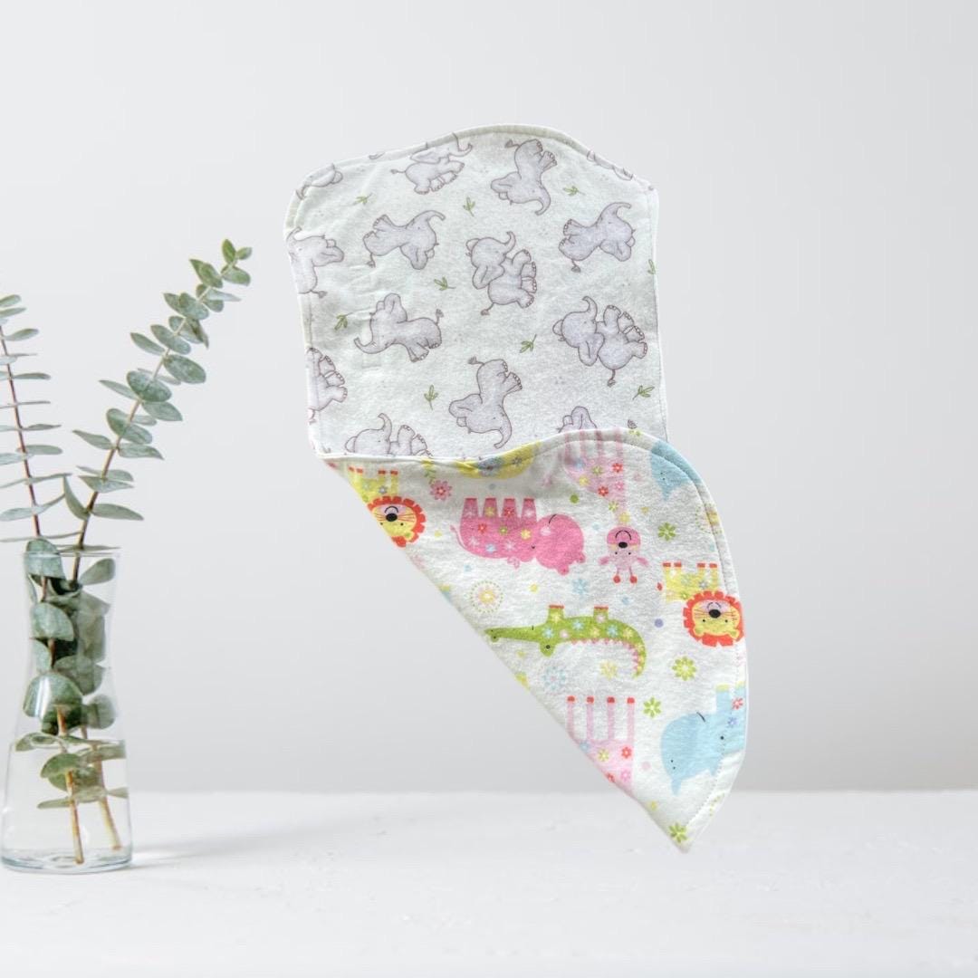 Zoo Animals Burp Cloth: Reversible Cotton Flannel, Elephant Print - Etsy