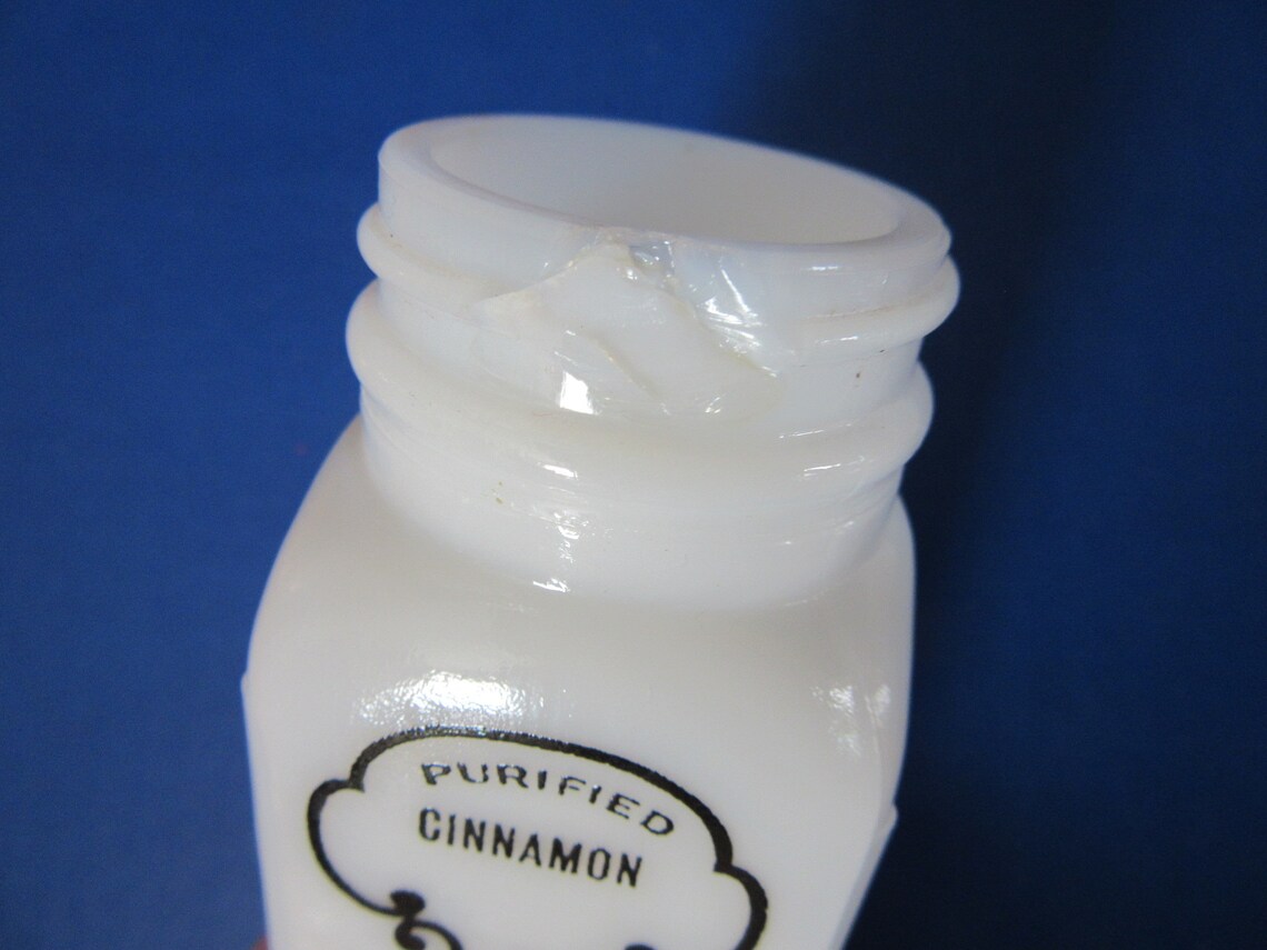 12 Griffith Laboratories Art Deco Milk Glass Spice Jars and Rack 1930s ...