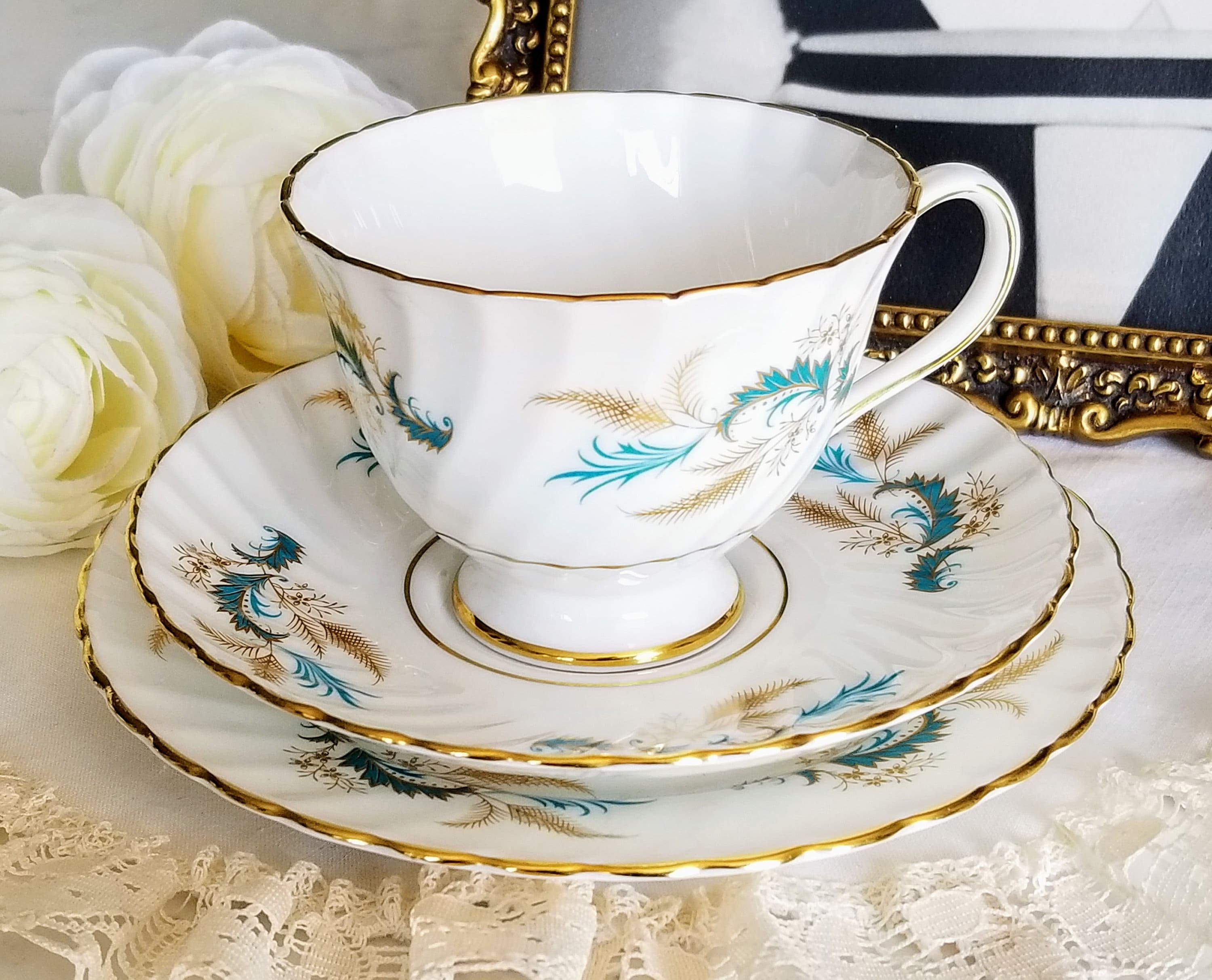 Drinkware Kitchen & Dining Home & Living Rose Gold Trim Golden Rhapsody ...