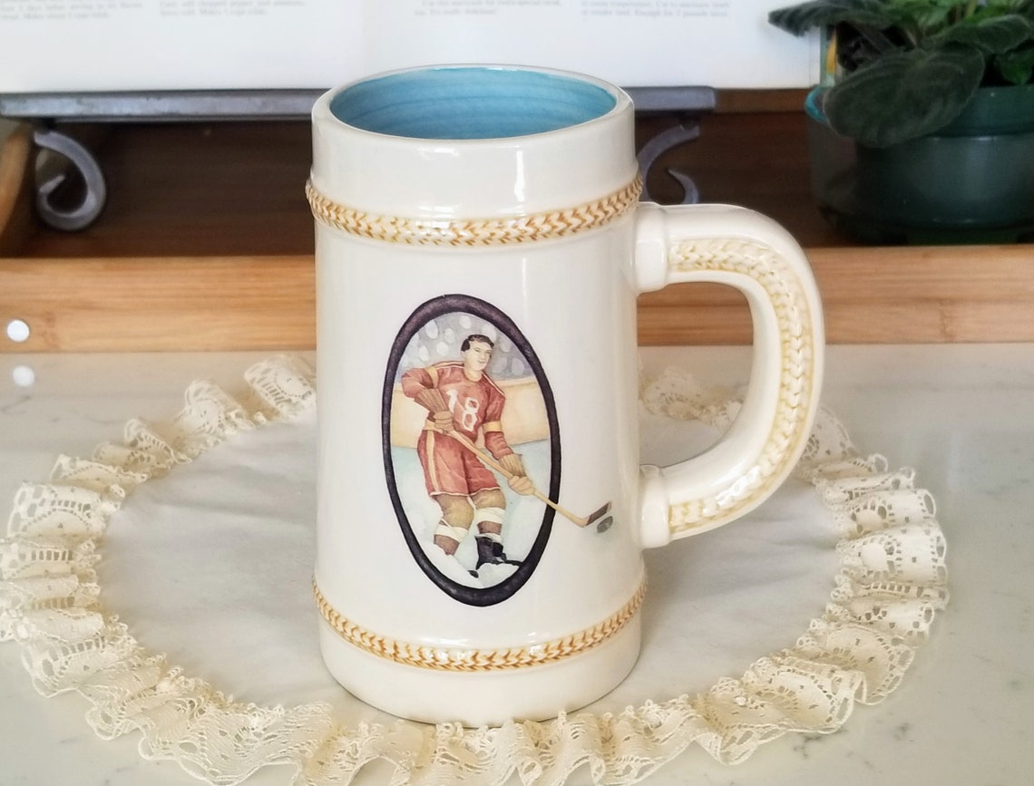 Vintage Russ Berrie Company Hand Painted Hockey Beer Stein - Etsy