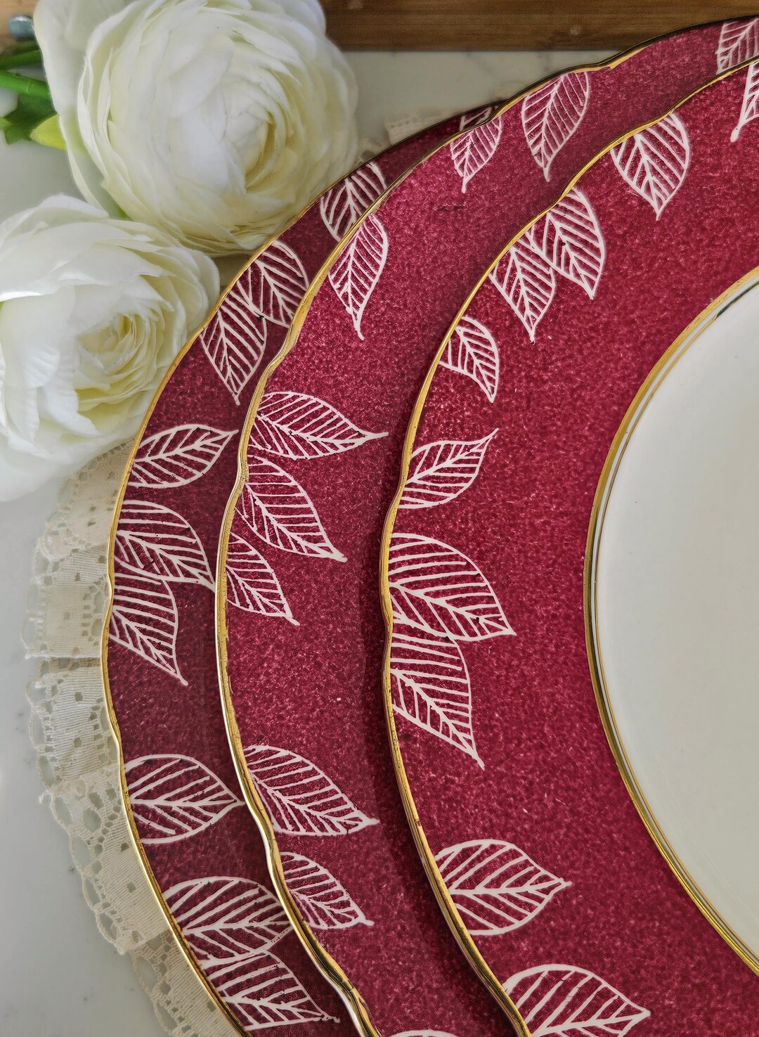 Set of 3 Coalport Cardinal (red) Dinner Plates, Made in England ...