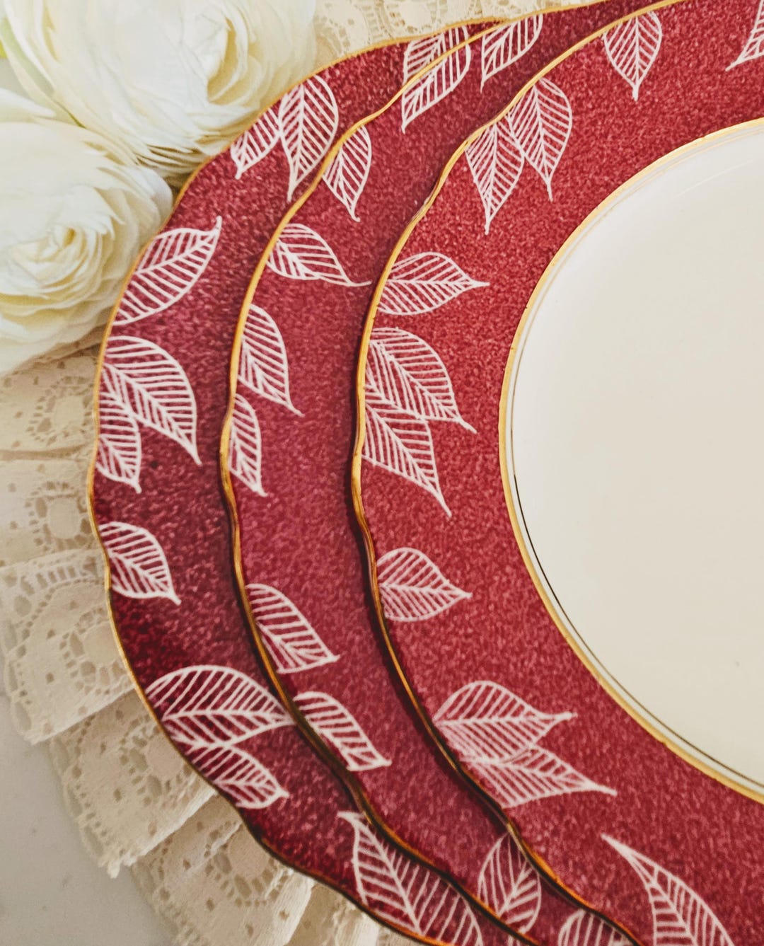 Set of 3 Coalport Cardinal (red) Salad Plates, Made in England, Vintage ...