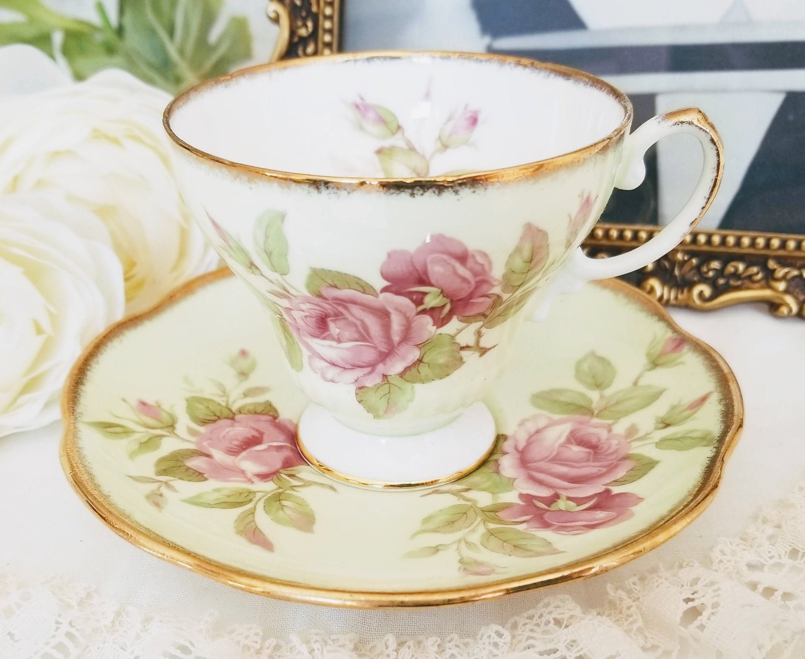 Vintage E.B Foley Teacup and Saucer Set Bone China Made in | Etsy