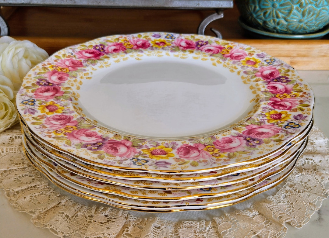 Set of 6 Vintage Royal Albert Serena Dinner Plates, Fine Bone China ...