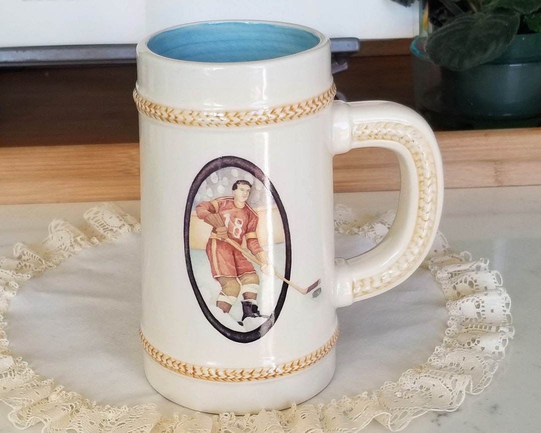 Vintage Russ Berrie Company Hand Painted Hockey Beer Stein, Ceramic ...