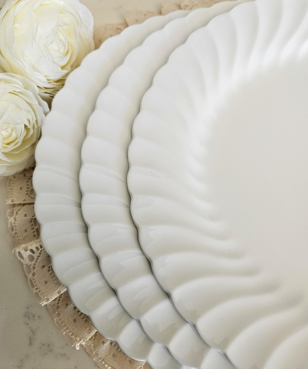 Set of 3 Johnson Brothers Regency Snowhite Dinner Plates, Ironstone ...