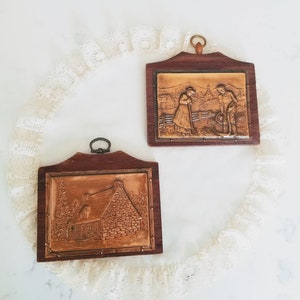 Set of 2, Vintage Rustic Copper Landscape Art, Copper Plaques, A ...