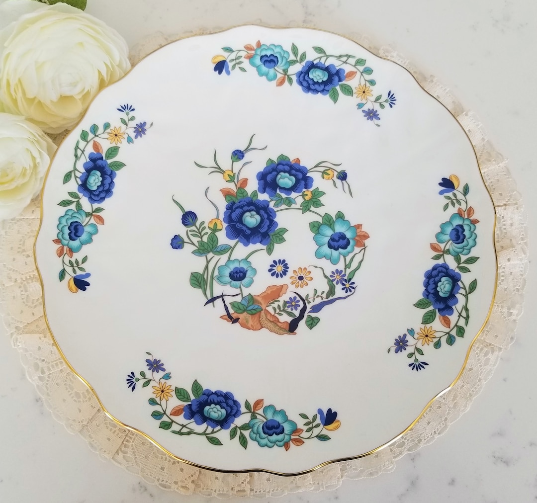 Vintage Aynsley Marlina Dinner Plate, Bone China Made in England, Blue ...