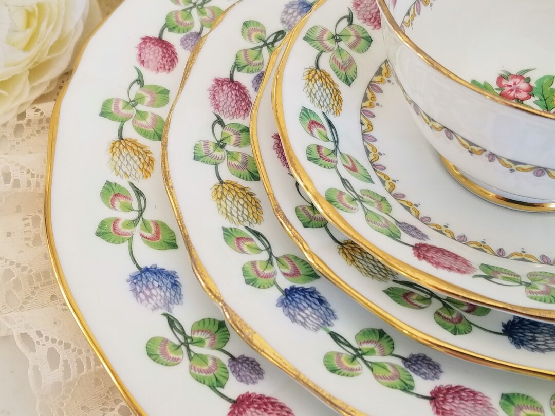 Vintage Adderley Meadosweet 5 Pieces Place Settings, Bone China Made in ...