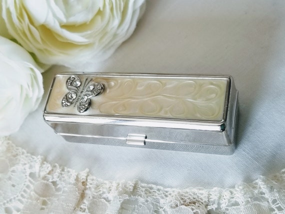 Vintage E.P. Steel Lipstick Box With Mirror Cloisonne Marble - Etsy