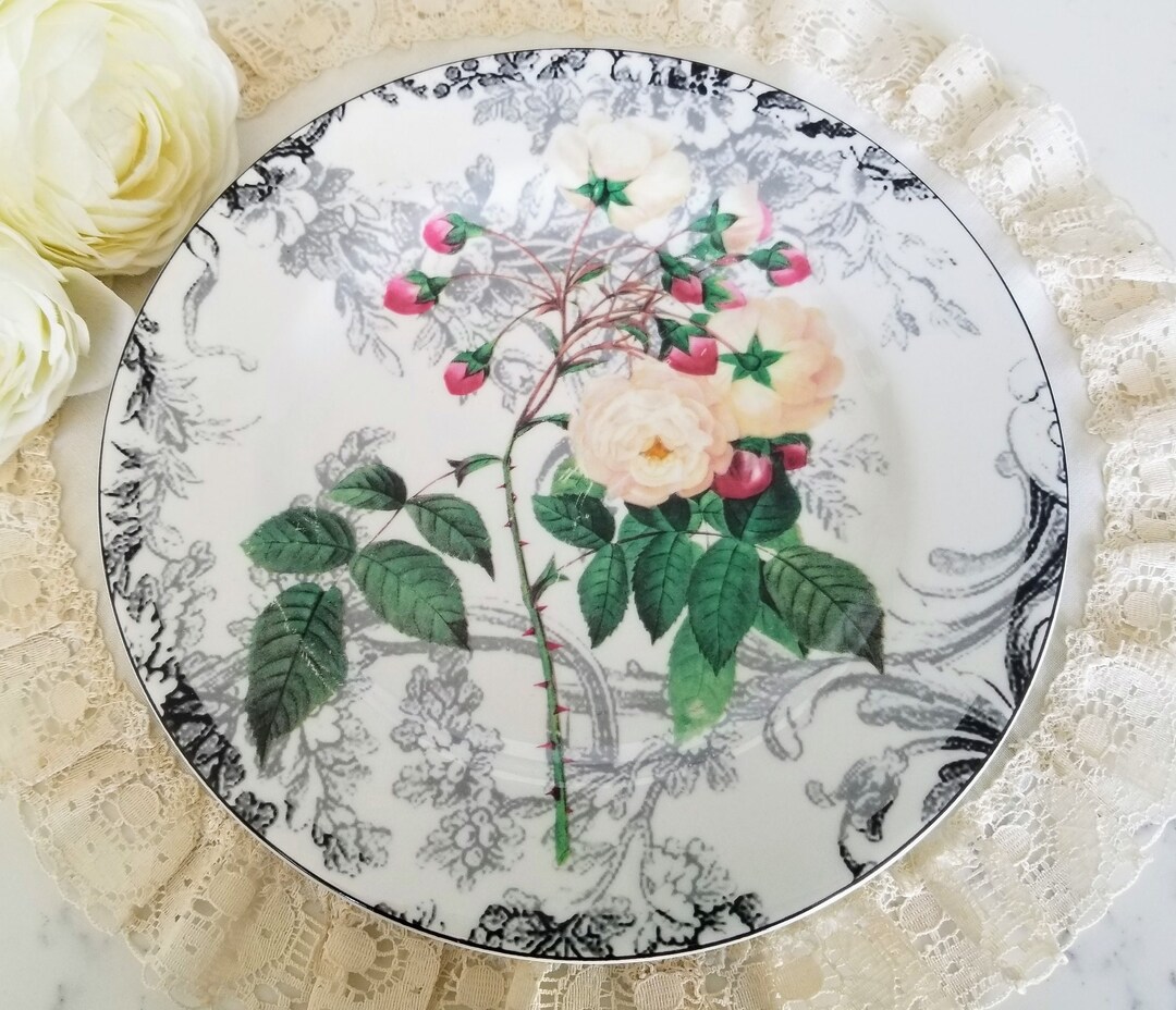 Vintage American Atelier Rose Toile Salad Plate, Porcelain, Dusty Pink ...