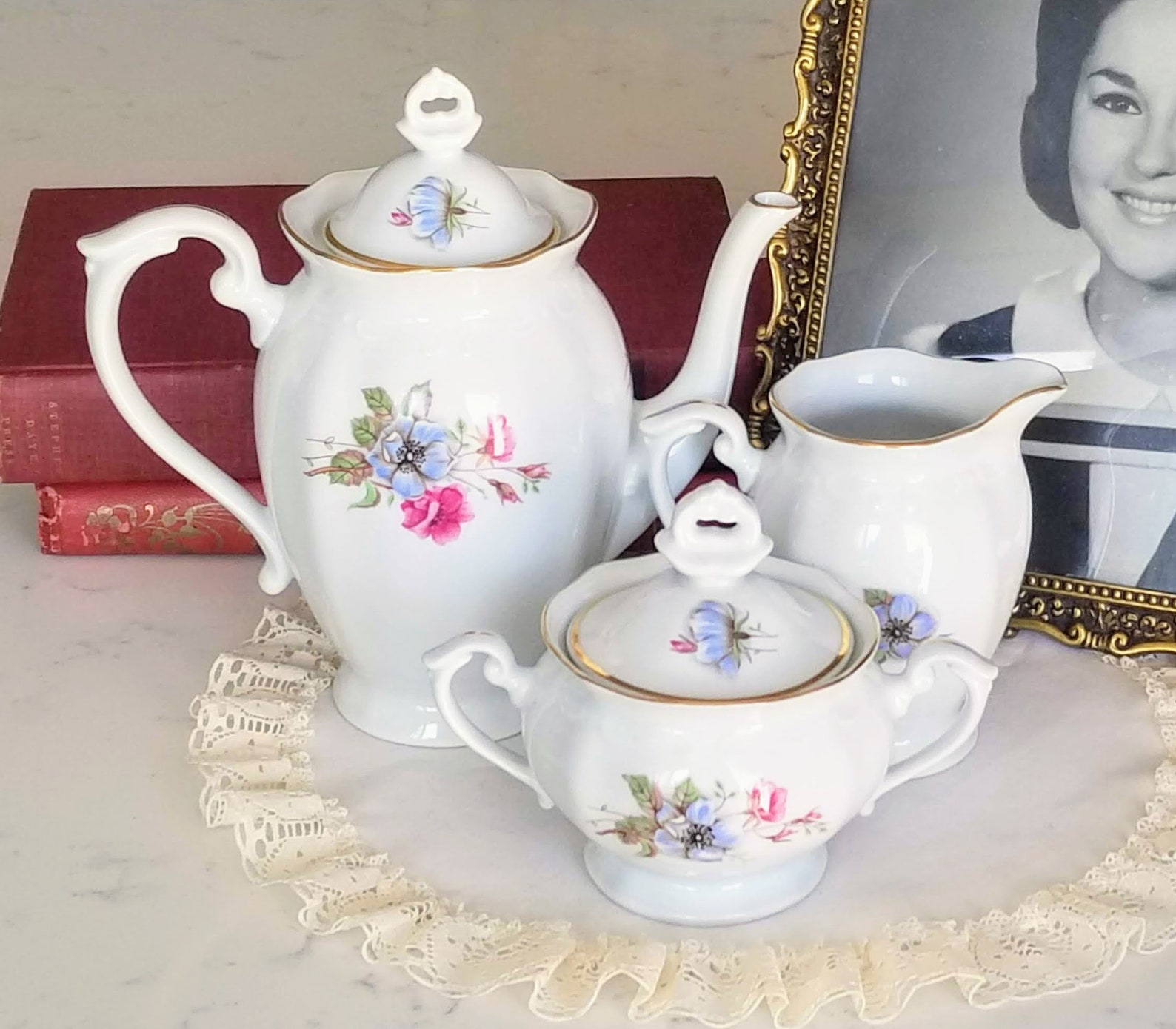 Vintage AUTHENTIC Chodziez Porcelain Tea/coffee Set Pink - Etsy