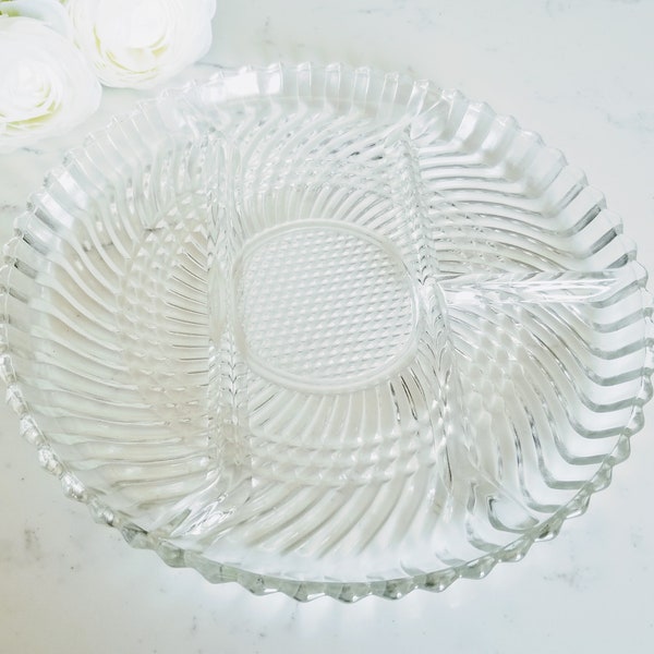 Pressed Glass Divided Dish - Etsy