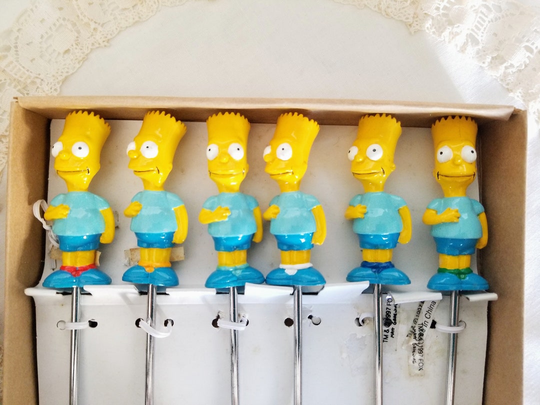 RARE Vintage Set of 6 Bart Simpson Fondue Forks in Original - Etsy