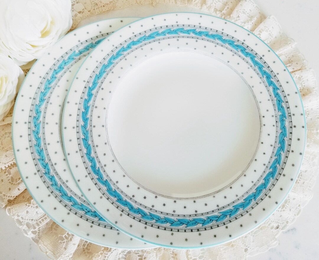 Set of 2 Vintage Royal Worcester Alpine Blue/turquoise Salad Plates ...