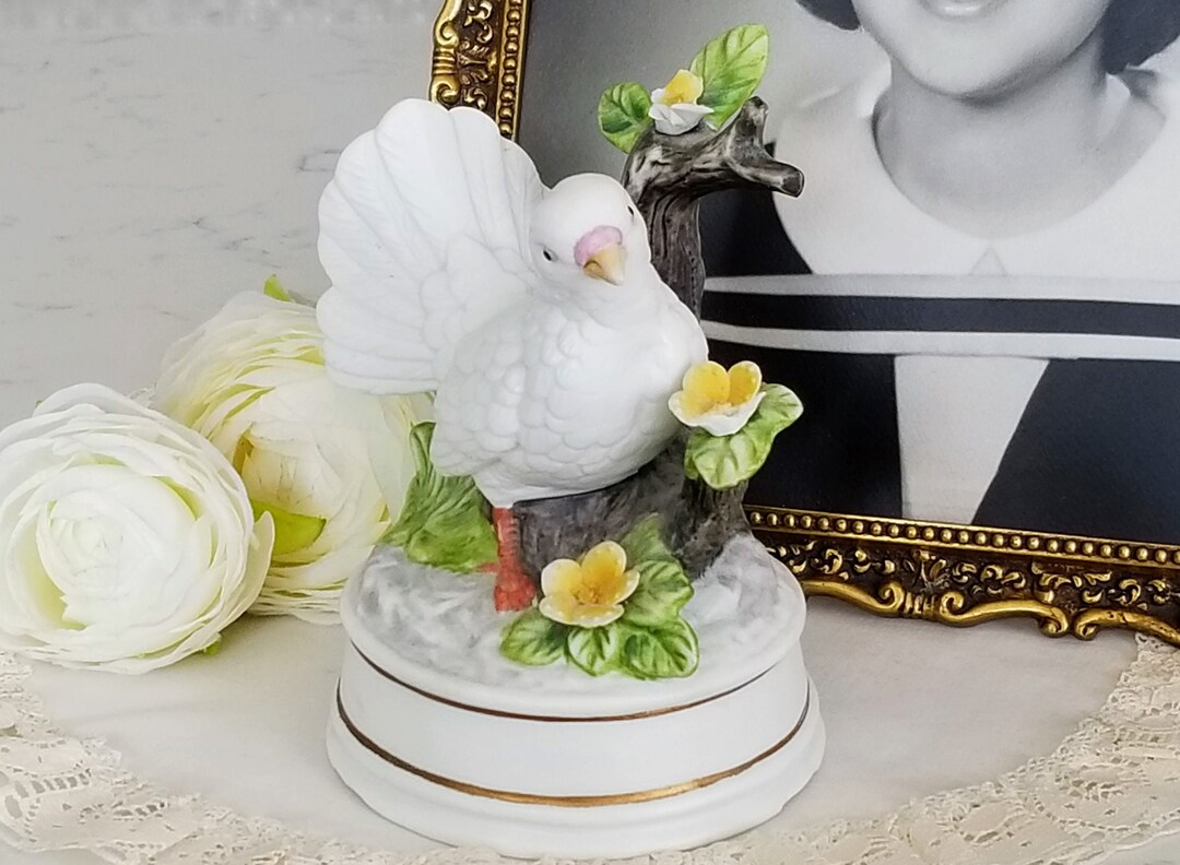Vintage Ceramic Music Box, A Ceramic Dove in a Tree, the Love Story ...