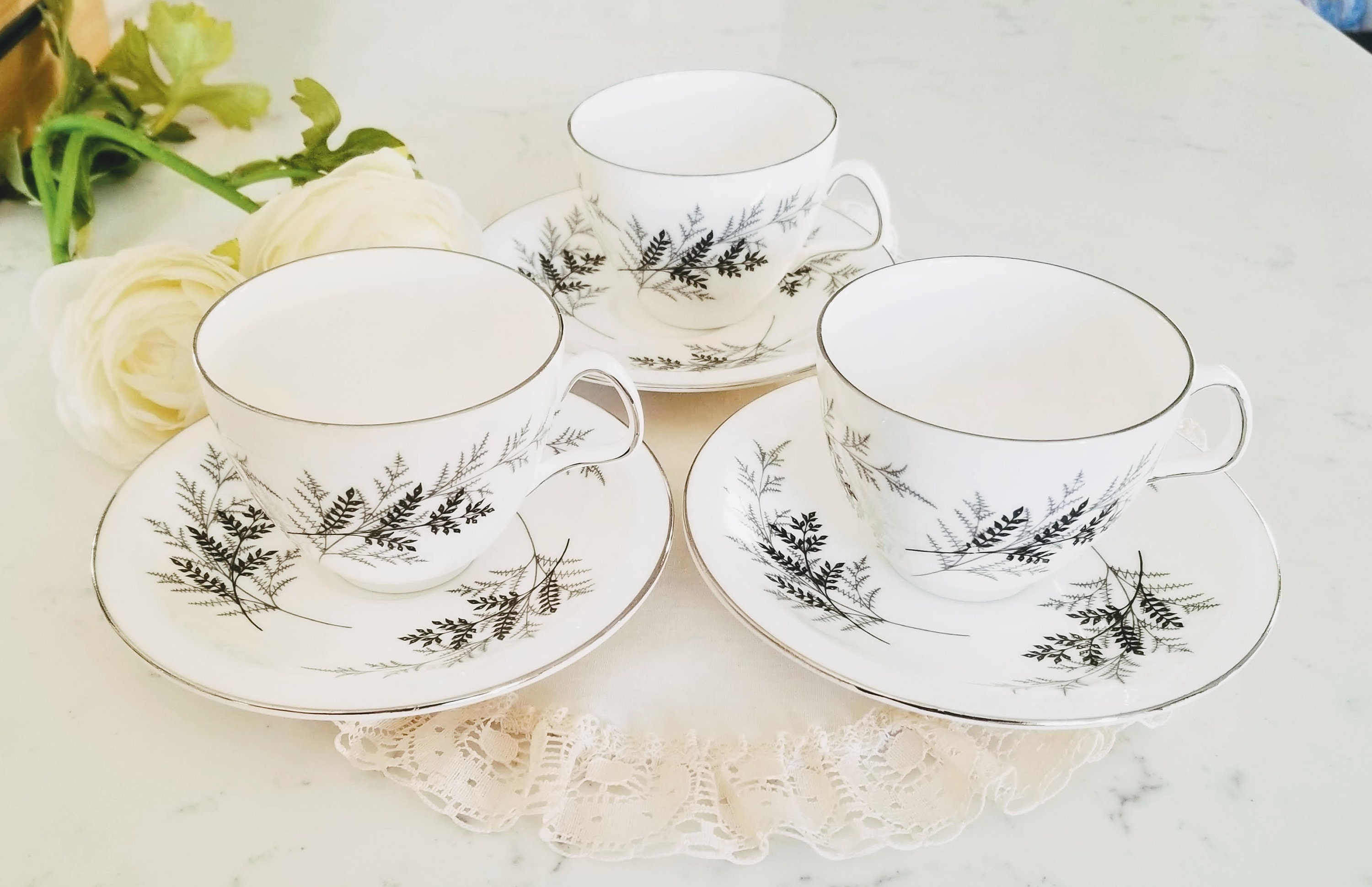Set of 3 Vintage E.B. Foley Numbered Teacup and Saucer Sets | Etsy