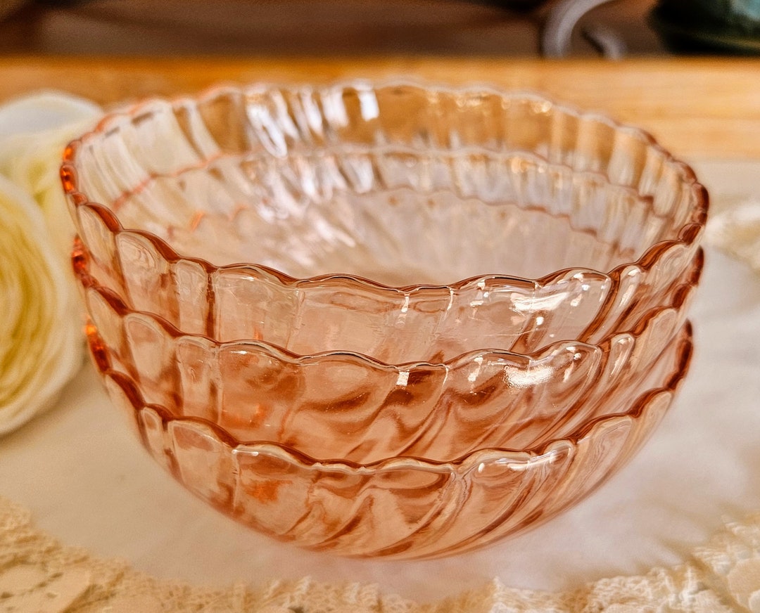 Set of 3 Vintage Rosaline Pink Fruit Nappies/fruit Bowls, Pink Glass ...