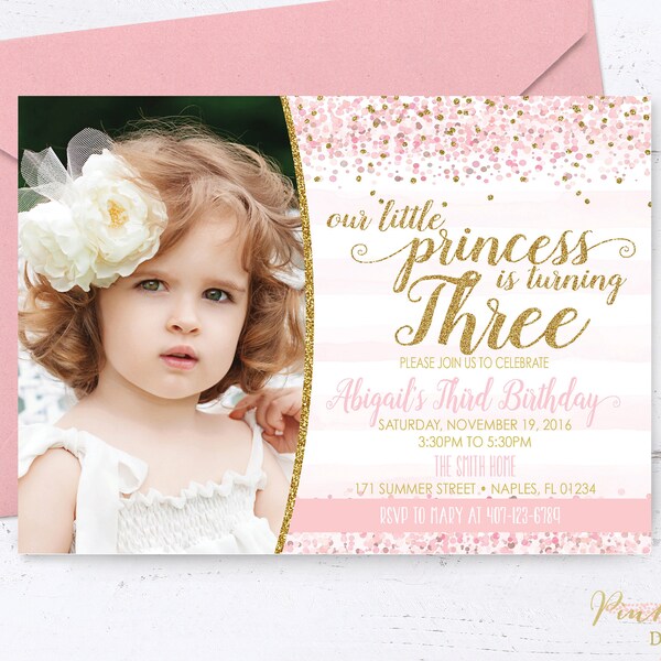 Princess Birthday Invitation Third Birthday - Etsy