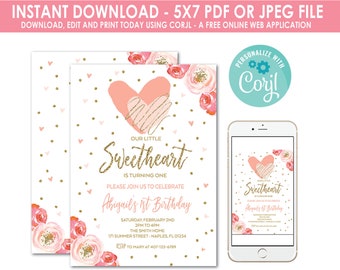 Heart Birthday Invitation | Etsy