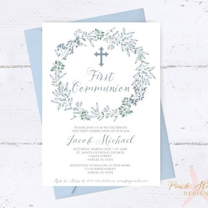First Communion Invitation, Boy First Communion Invitation, Communion ...