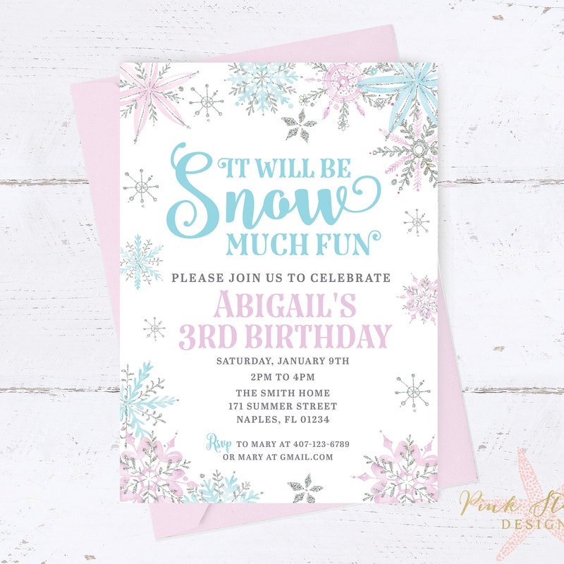 Snowflake Birthday Invitation - Etsy