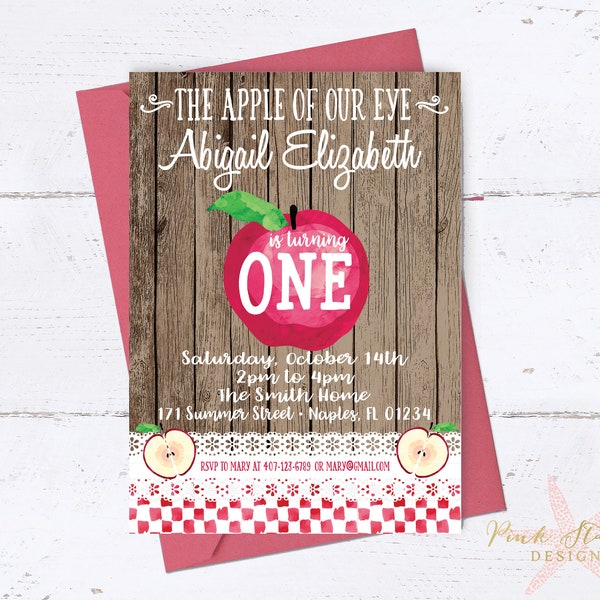 Apple Birthday Invitations - Etsy