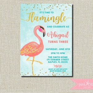 Flamingo Birthday Invitation, Flamingo Invitation, Let's Flamingle ...