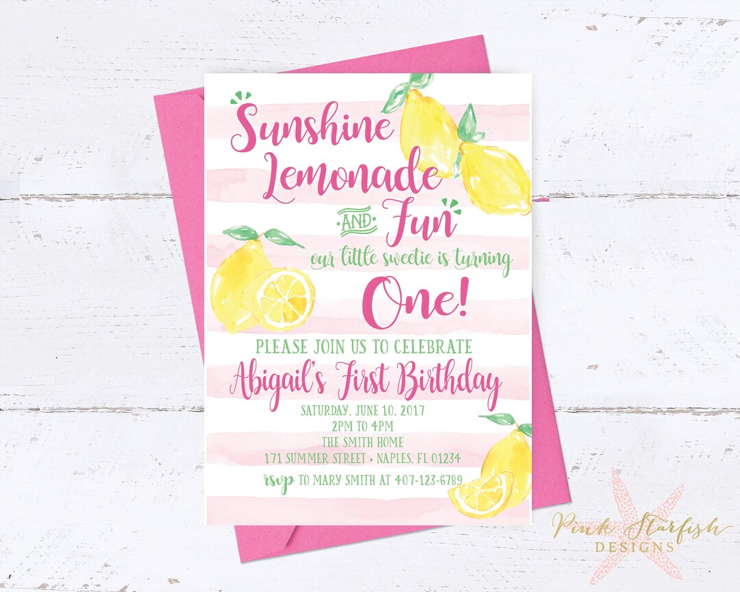 Lemonade Birthday Invitation, Lemonade Stand Invitation, Lemonade ...