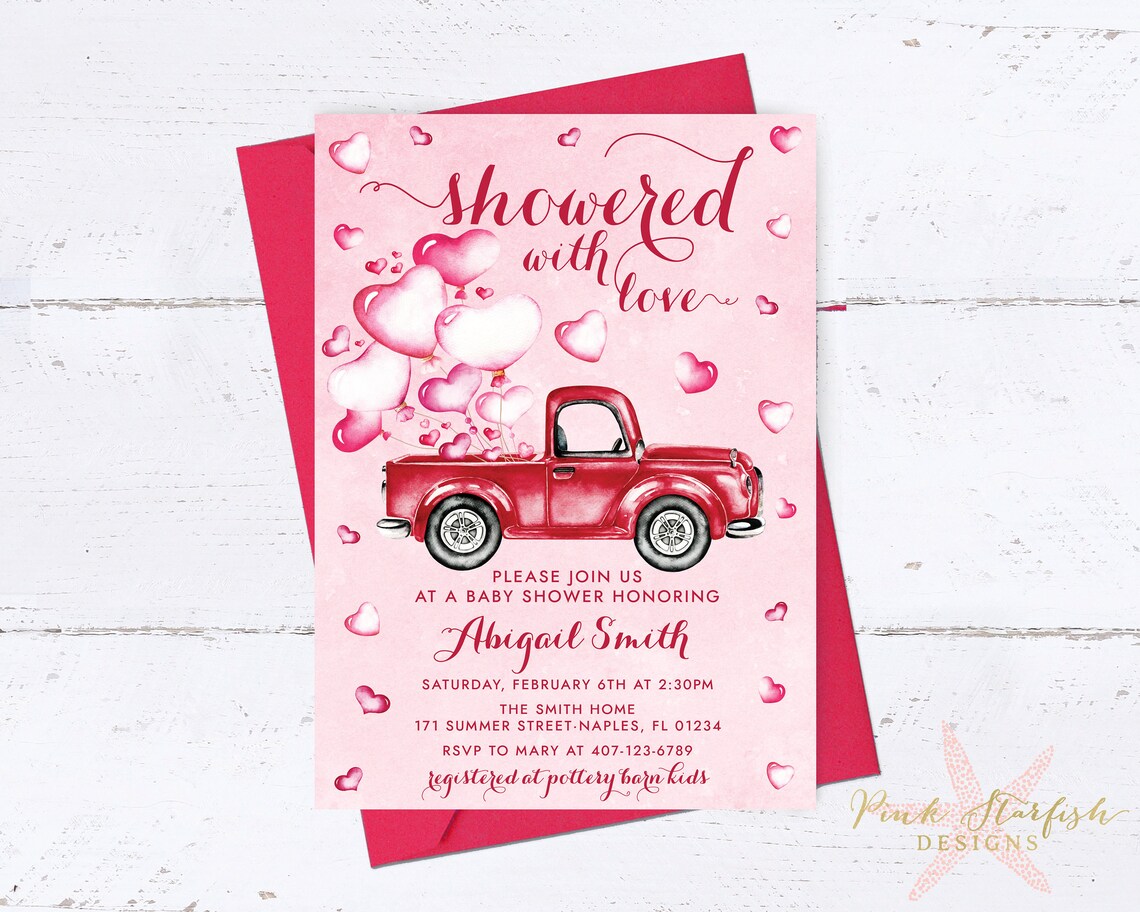 Heart Baby Shower Invitation Valentine Invitation Hearts - Etsy