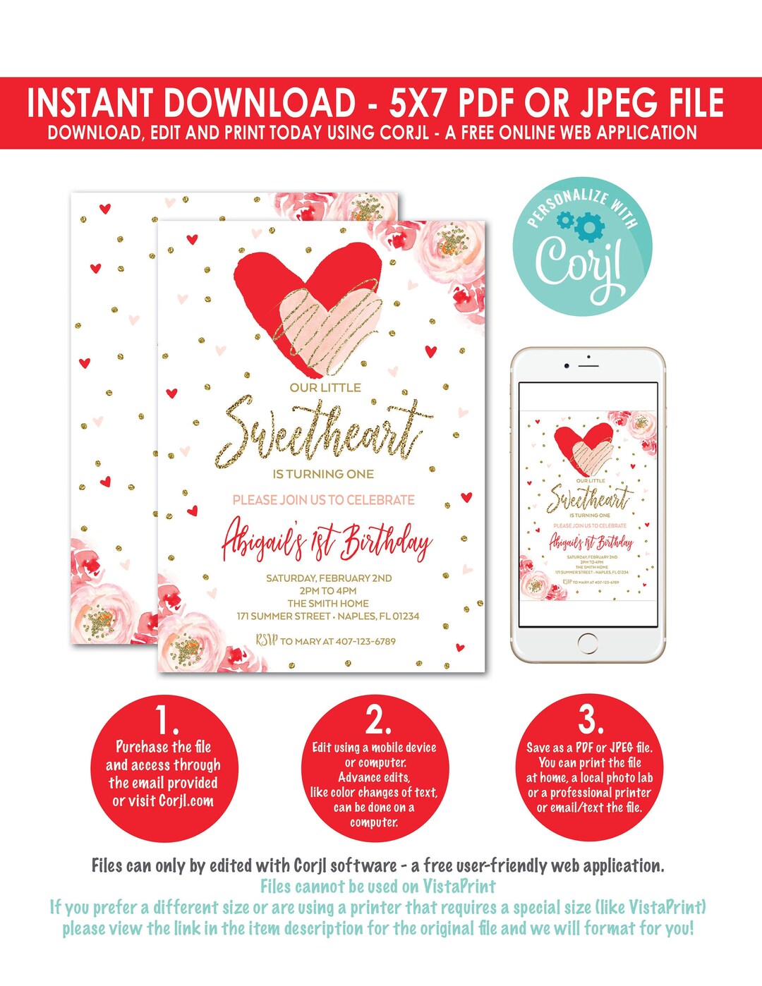 Heart Birthday Invitation, Valentine Invitation, Hearts Invitation ...