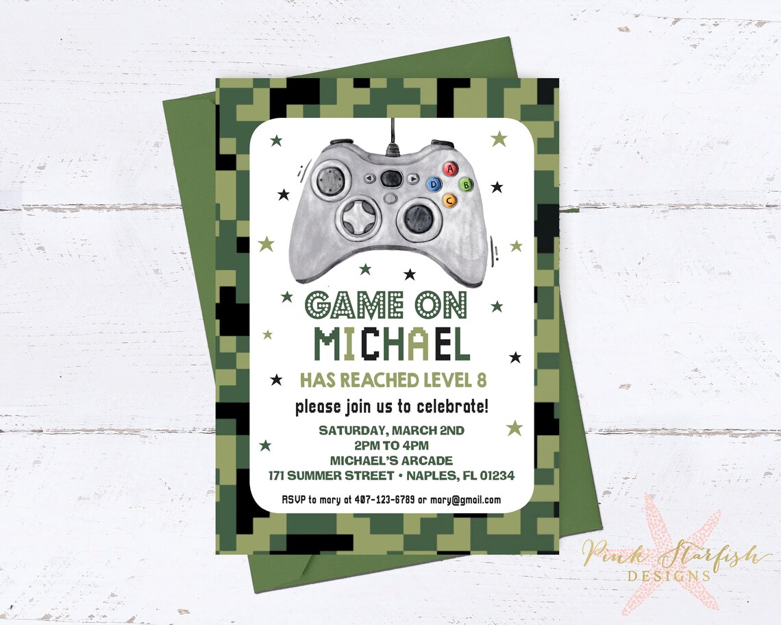 Video Game Invitation Gaming Invitation Video Game Party - Etsy